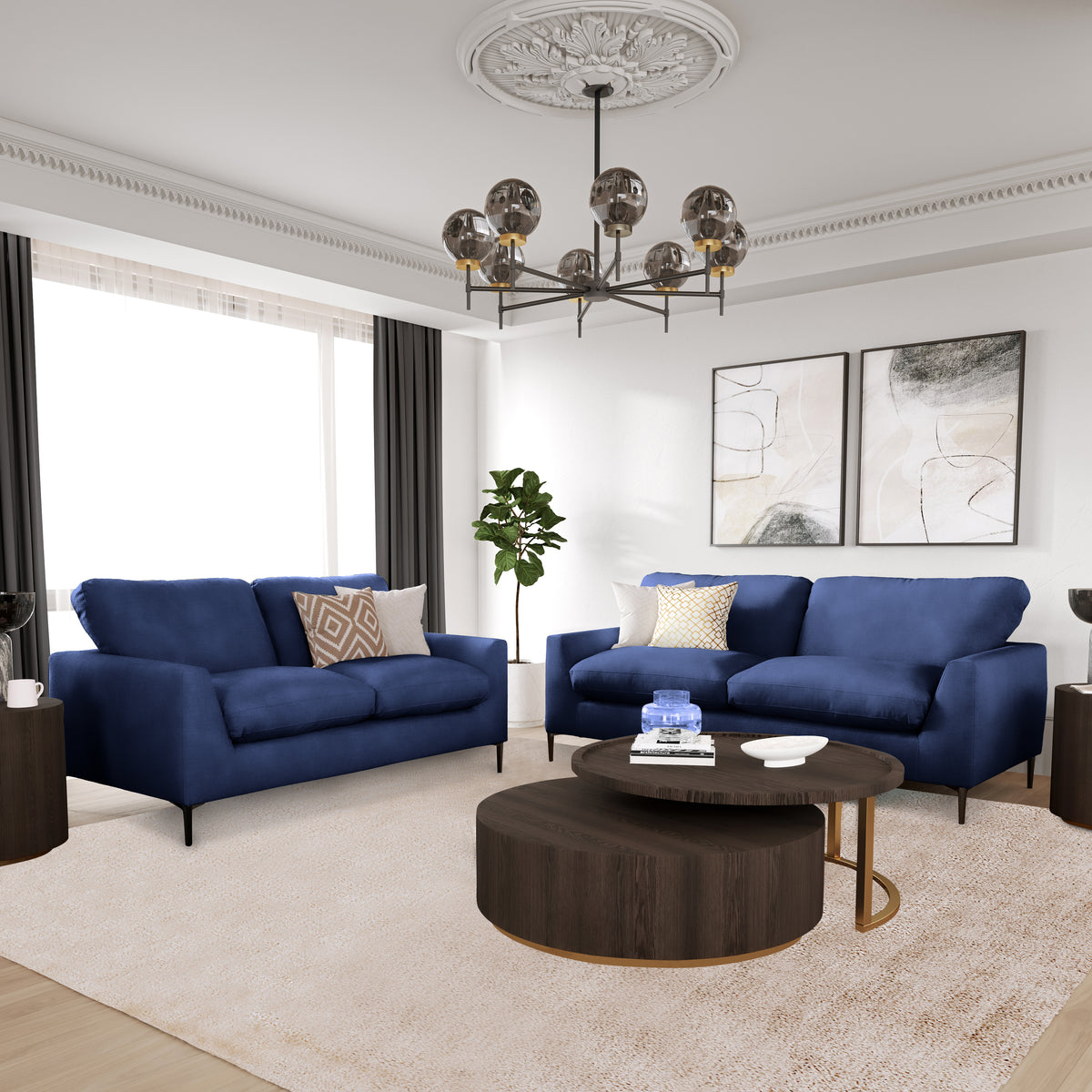 Lexi 3+2 Seater Sofa, Dark Blue Velvet – Furniture And Choice Malaysia