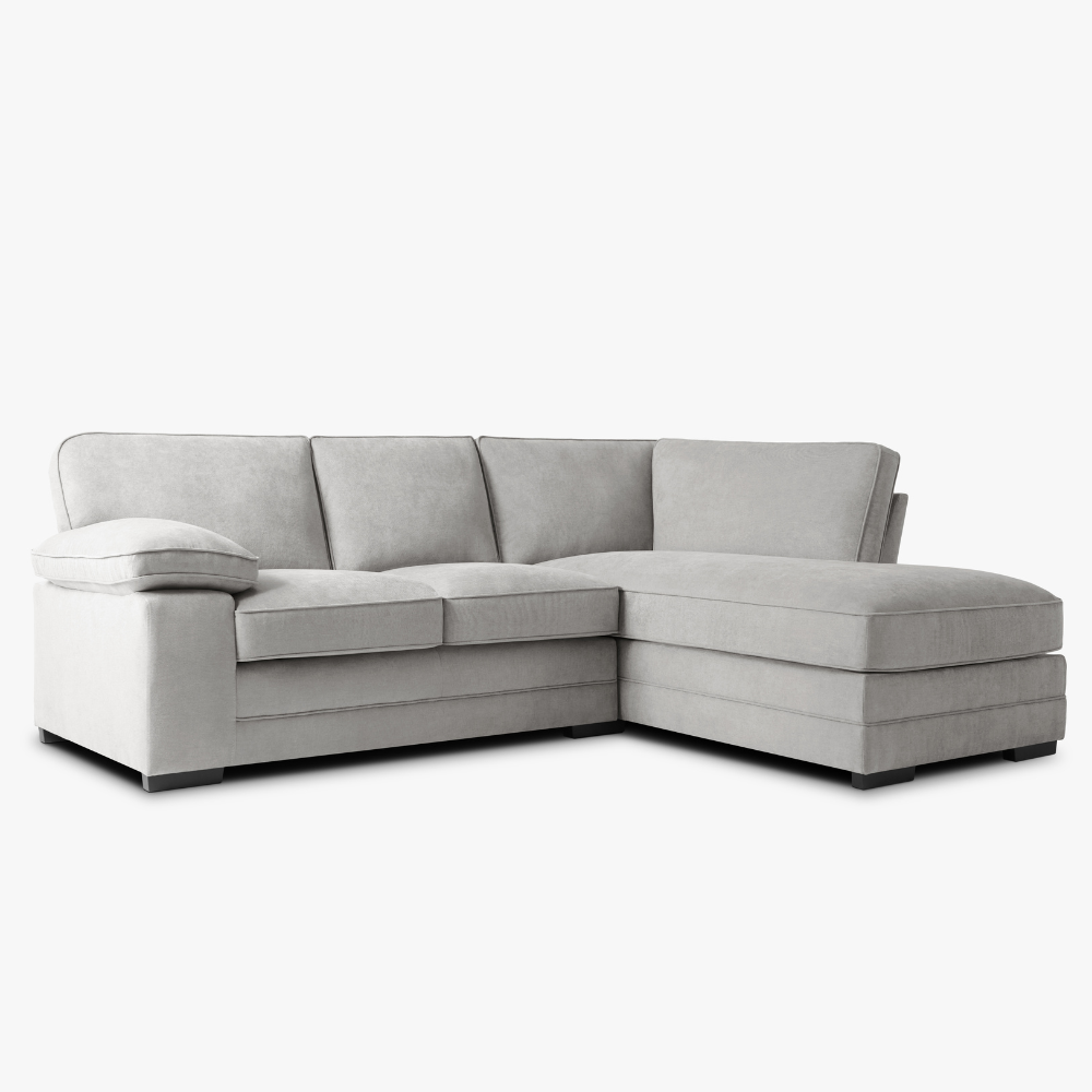 Chatham L-Shape (Right) Corner Sofa, Grey House Plush Fabric ...