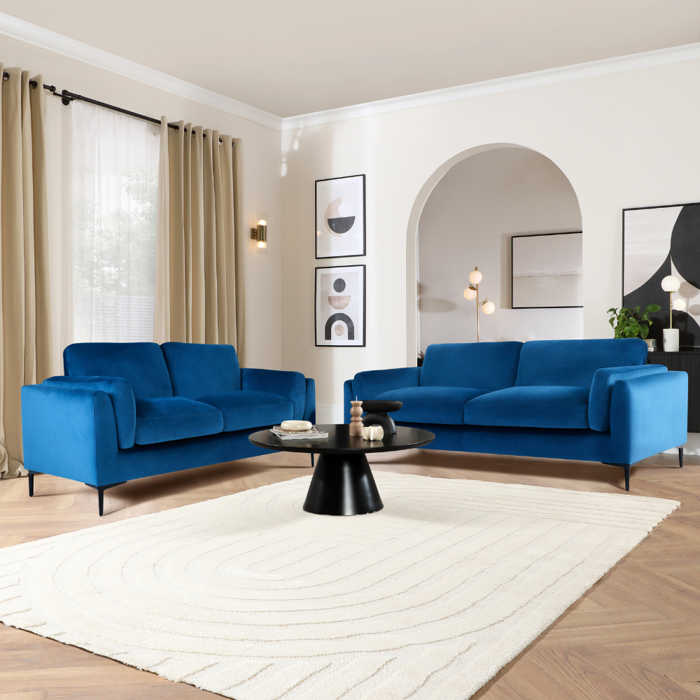 Lucia 3+2 Seater Sofa Set, Blue House Velvet – Furniture And Choice ...