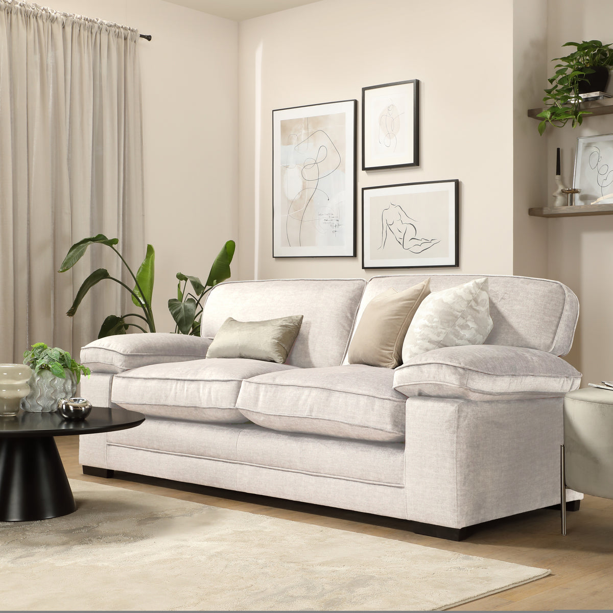 Chatham 3 Seater Sofa, Ivory Aura Velvet – Furniture & Choice Malaysia