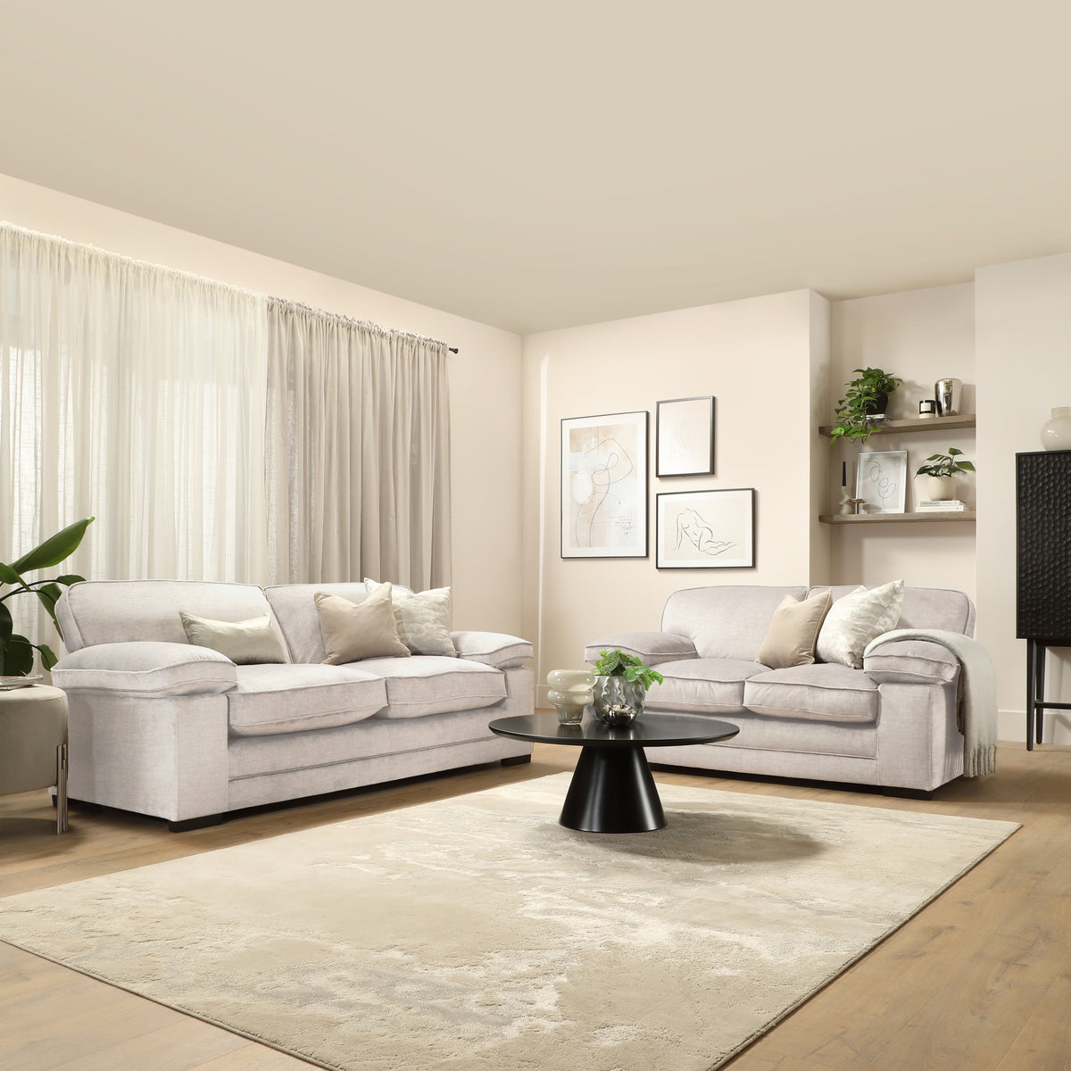 Chatham 3+2 Seater Sofa Set, Ivory Aura Velvet – Furniture & Choice ...